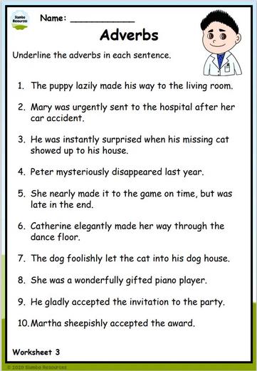 Adverbs Worksheets For Grade 2