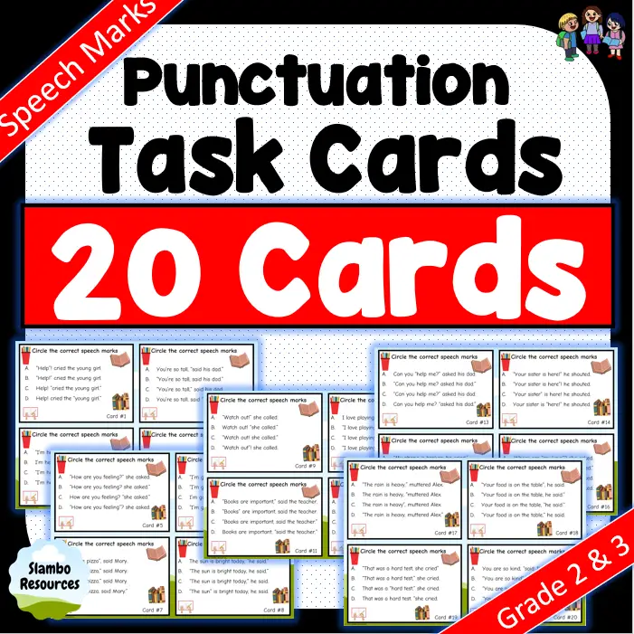 Grade 2 & 3 Grammar & Punctuation Task Cards | Speech Marks ...