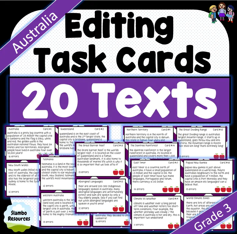 Grade 3 & 4 Editing Task Cards | Australia