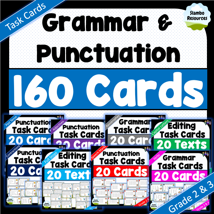 Grade 2 & 3 Grammar & Punctuation Task Cards | Bundle